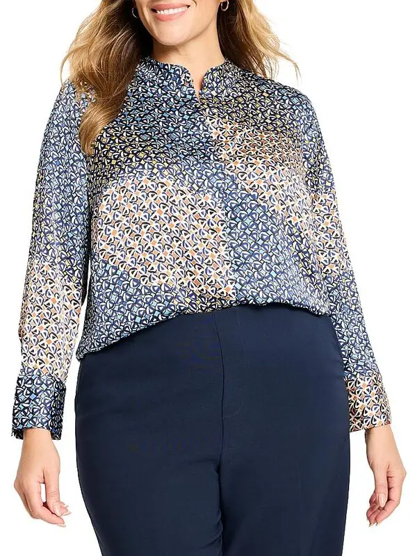 NIC+ZOE Monogram Mix Top - Blue Multi