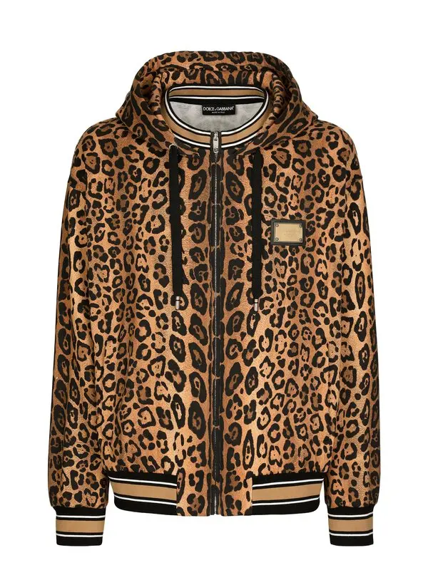 Dolce & Gabbana Leopard- Zip-up Hoodie - Print