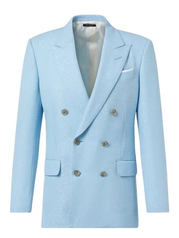 TOM FORD Sequined Wool-blend Suit Jacket - Blue