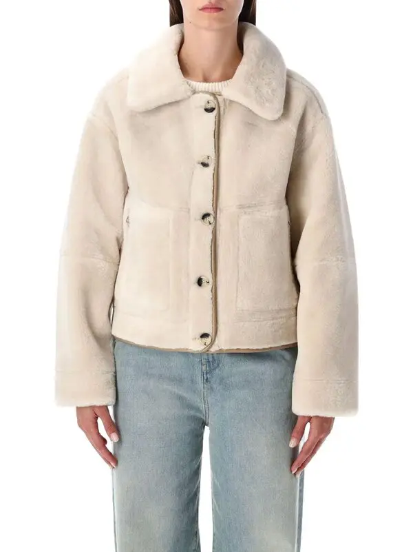 URBANCODE Reversible Faux Fur Jacket With Faux Suede Interior - Rice Beige
