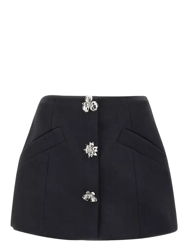 Blumarine Flower-embellished Mini Skirt - Black