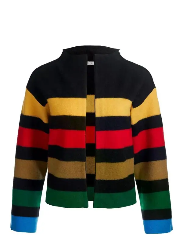 Alice + Olivia Pearson Striped Wool Sweater Jacket - Black