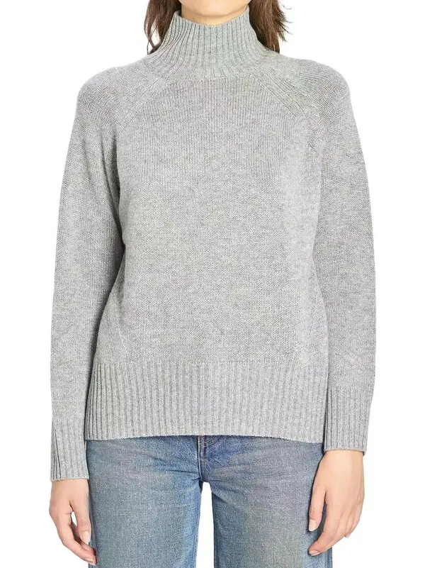 ALLUDE Turtleneck Ribbed-trim Sweater - Grey