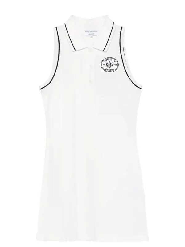 SPORTY & RICH Embroidered-logo Polo Mini Dress - White