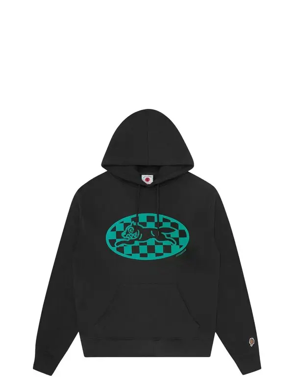 ICECREAM Check-pattern Wolf Graphic Hoodie - Black