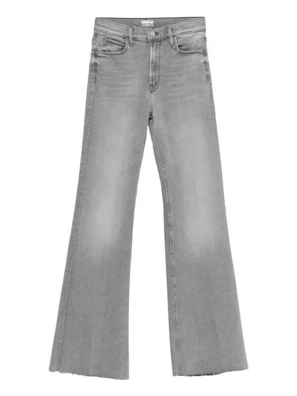 MOTHER Frayed-hem Flare Jeans - Grey