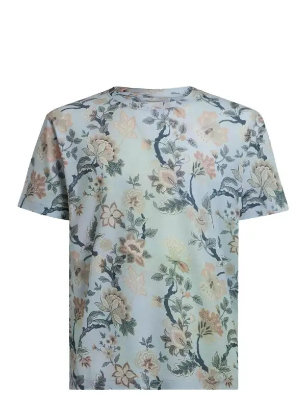 Etro Floral-print T-shirt - Blue