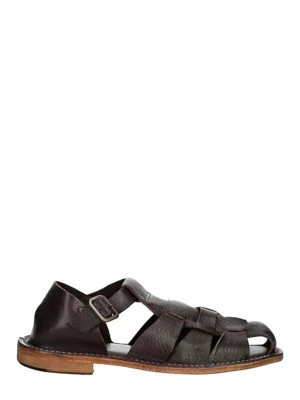 ASTORFLEX Leather Woven Sandals - Brown