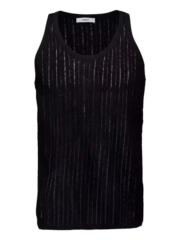 Commas Pointelle Knit Tank - Black