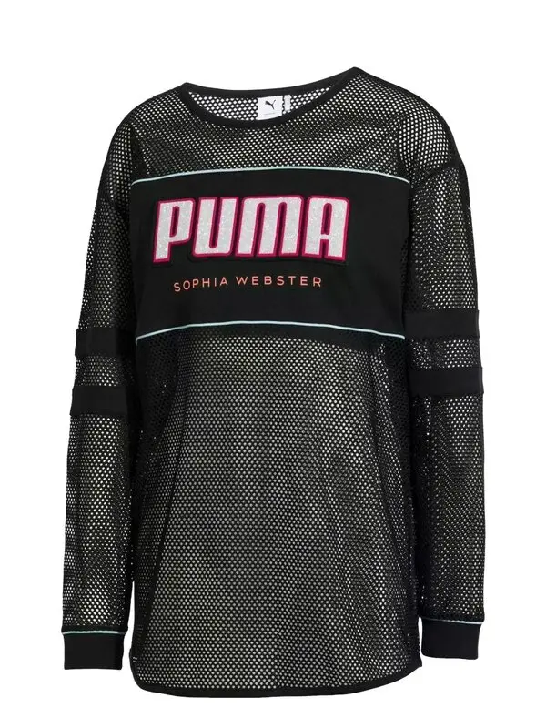 PUMA Mesh-panel Long-sleeve Top - Black