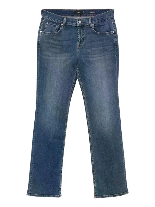 7 For All Mankind Buttoned Straight-leg Jeans - Blue