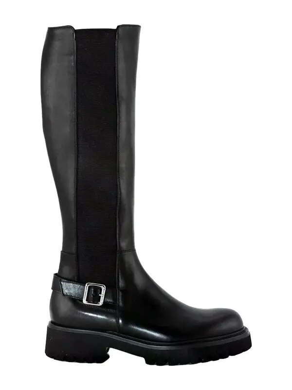 GUGLIELMO ROTTA Buckle-detail Leather Knee High Boots - Black
