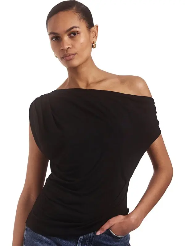 NINETY PERCENT Tanz Draped Top - Black