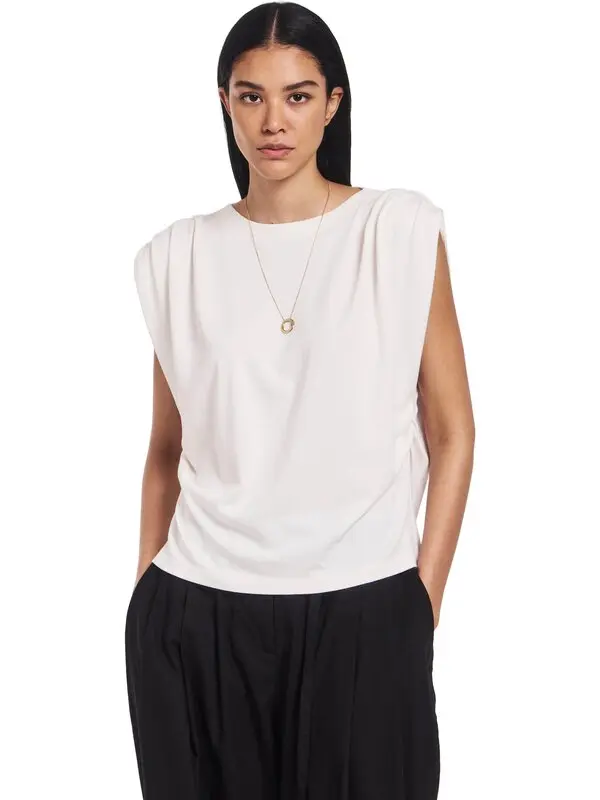 NINETY PERCENT Kaia Pleated Tank Top - Off White