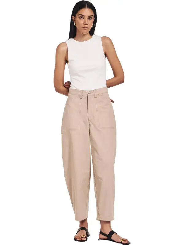 NINETY PERCENT Mila Organic Cotton Cargo Trousers - Taupe