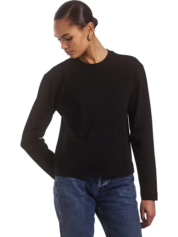 NINETY PERCENT Compact Organic Cotton Long Sleeve T-shirt - Black