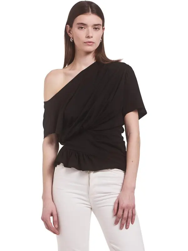NINETY PERCENT Agathi Draped Top - Black
