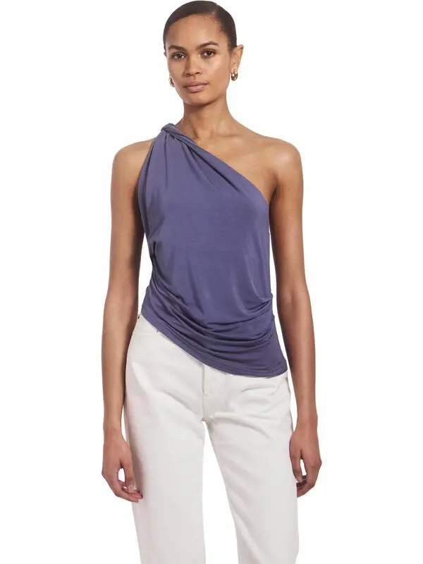 NINETY PERCENT Cava Asymmetric Top - Summer Navy
