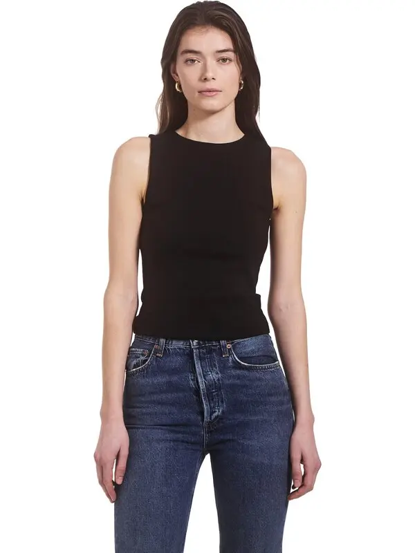 NINETY PERCENT Maya Cropped Tank - Black