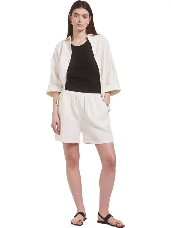 NINETY PERCENT Louella Linen Shorts - Off White