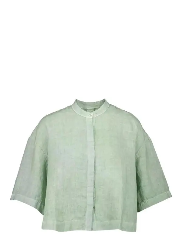 120% Lino Short-sleeve Linen Shirt - Green
