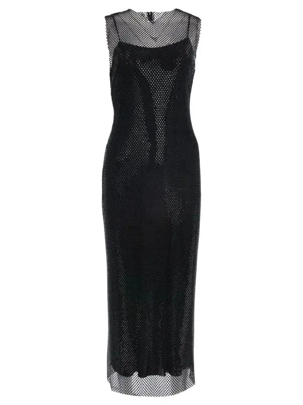 Alberta Ferretti Mesh-paneled Midi Dress - Black