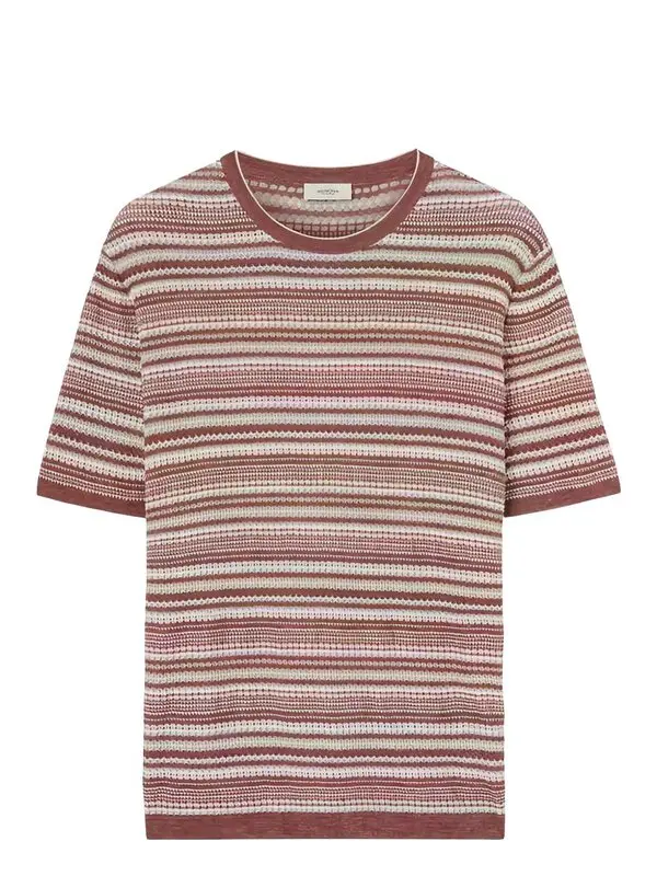 Agnona Linsee Jacquard Striped Knit T-shirt - Red