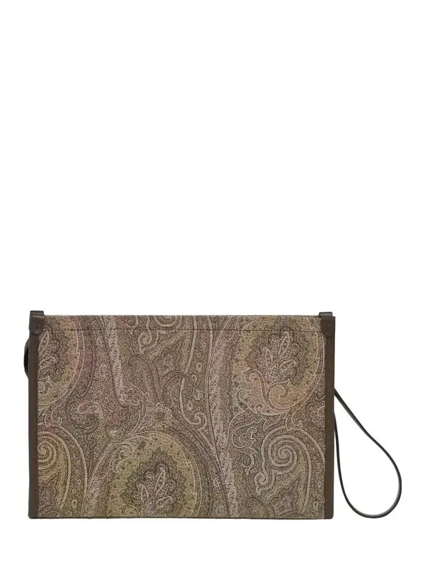 Etro Paisley Pegasus Zip Clutch - Neutrals