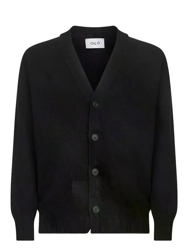 D4.0 V-neck Wool Cardigan - Black