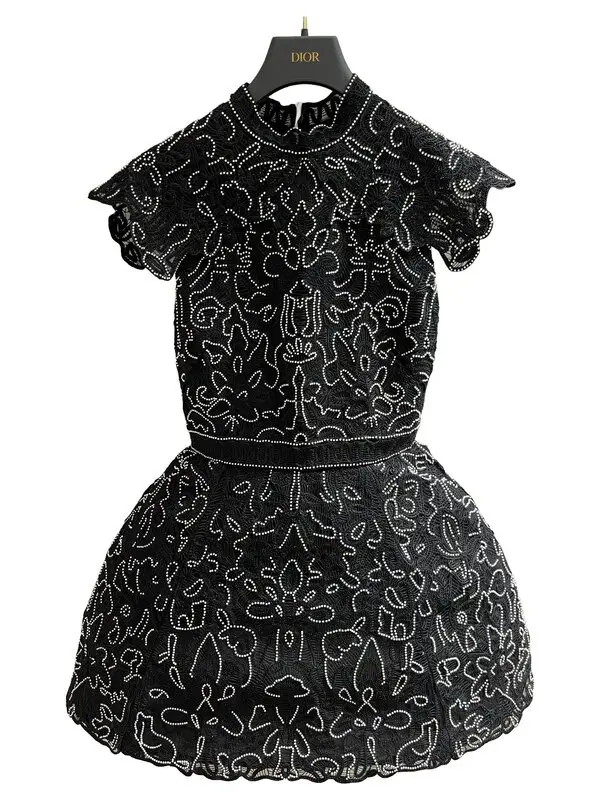 Dior Embroidered Tulle Crinoline Dress - Black