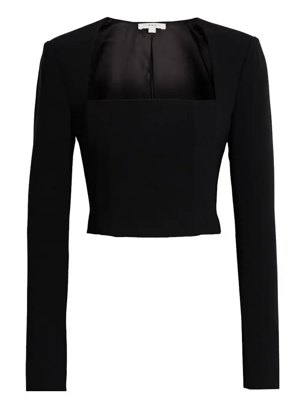 A.L.C. Cropped Crepe Top - Black