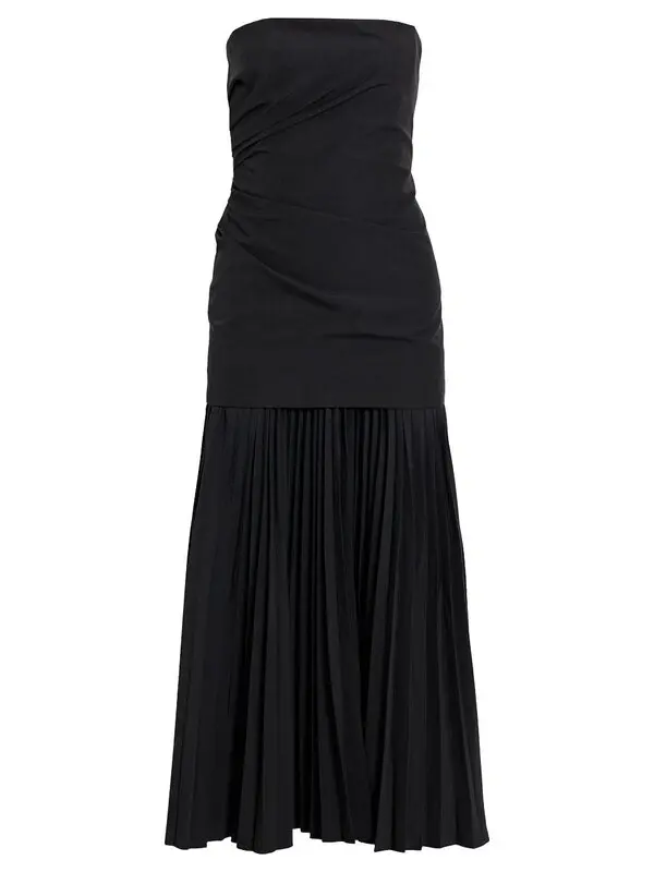 A.L.C. Austin Strapless Pleated Woven Midi Dress - Black