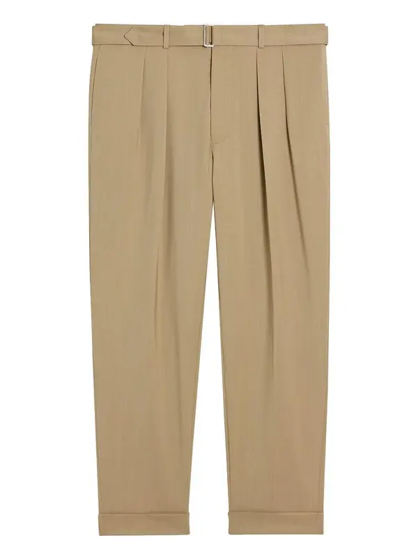 Officine Générale Pierre Tapered Belted Wool-twill Pants - Taupe
