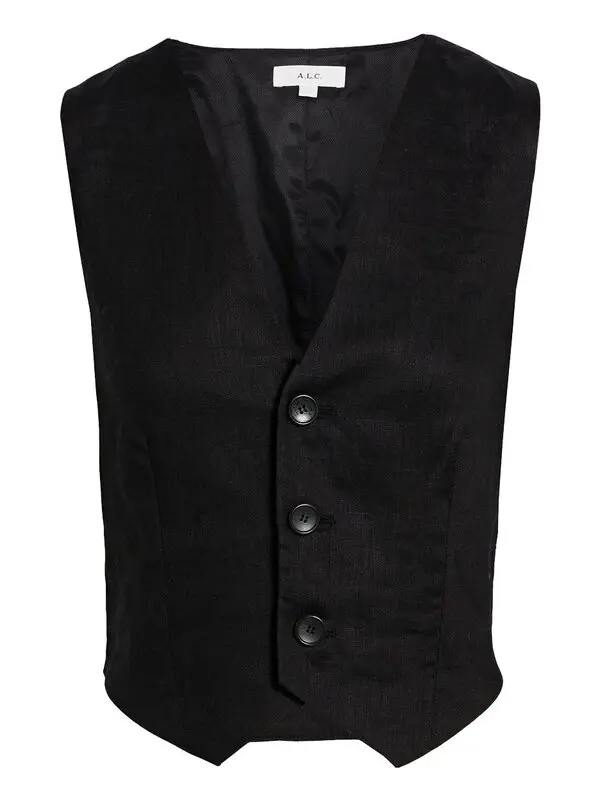 A.L.C. Maxwell Linen Vest - Black