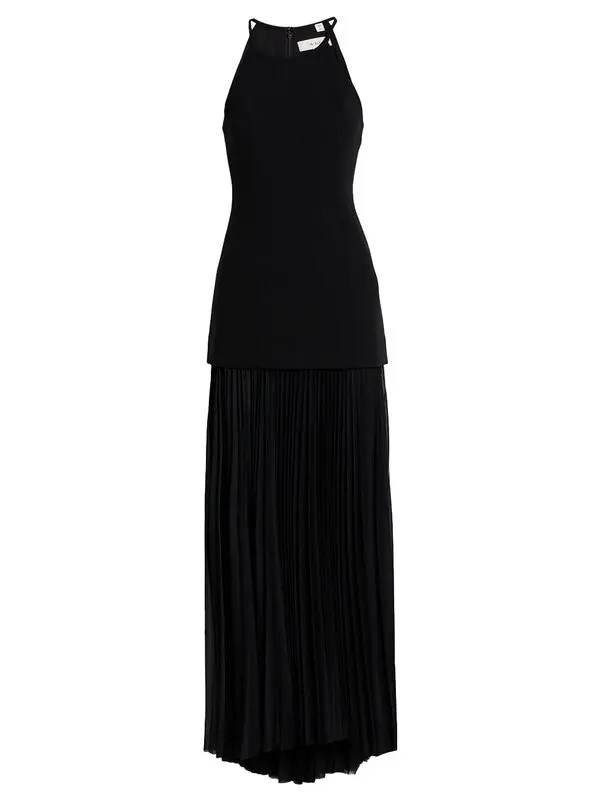 A.L.C. Lana Crepe And Pleated Chiffon Maxi Dress - Black