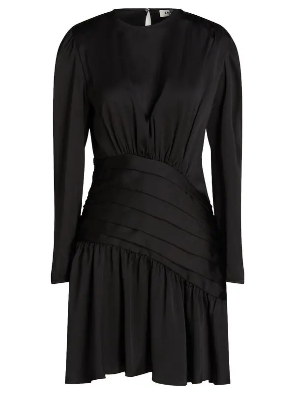 Sandro Pleated Satin-twill Mini Dress - Black