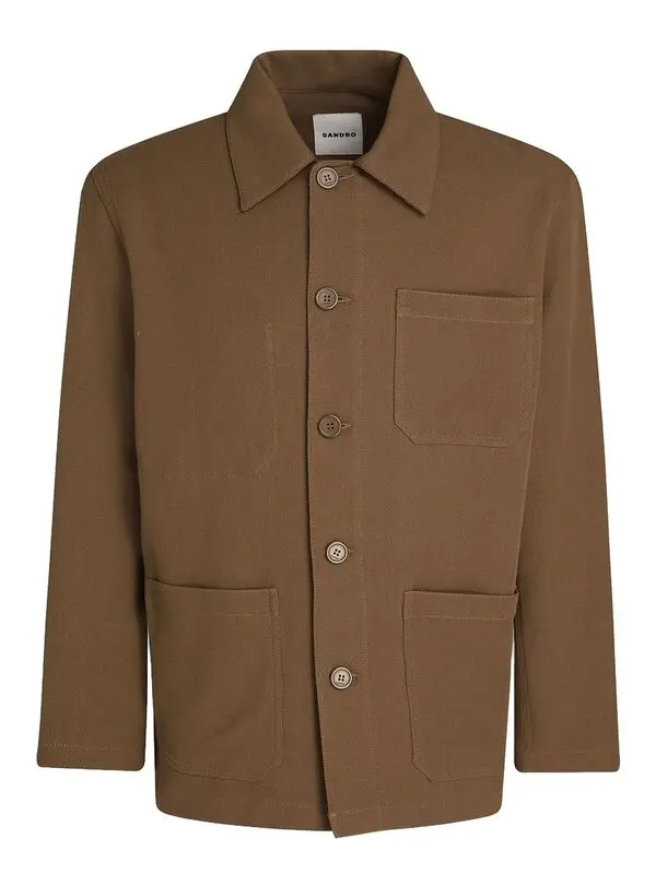 Sandro Cottontwill Overshirt - Army Green