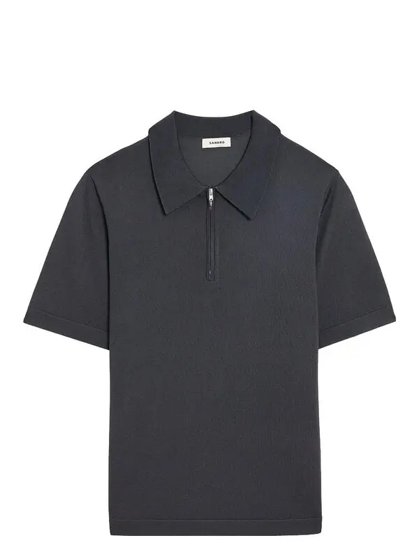 Sandro Knitted Polo Shirt - Dark Gray