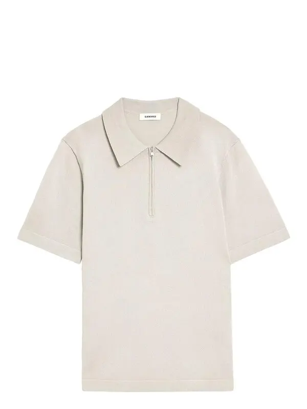 Sandro Knitted Polo Shirt - Stone