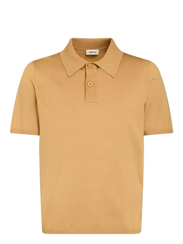 Sandro Knitted Polo Shirt - Sand