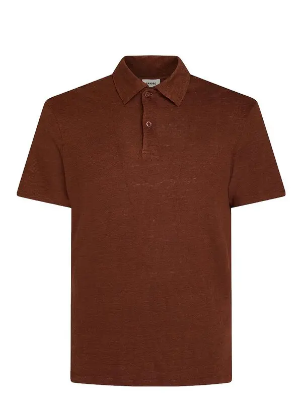 Sandro Linenjersey Polo Shirt - Brown