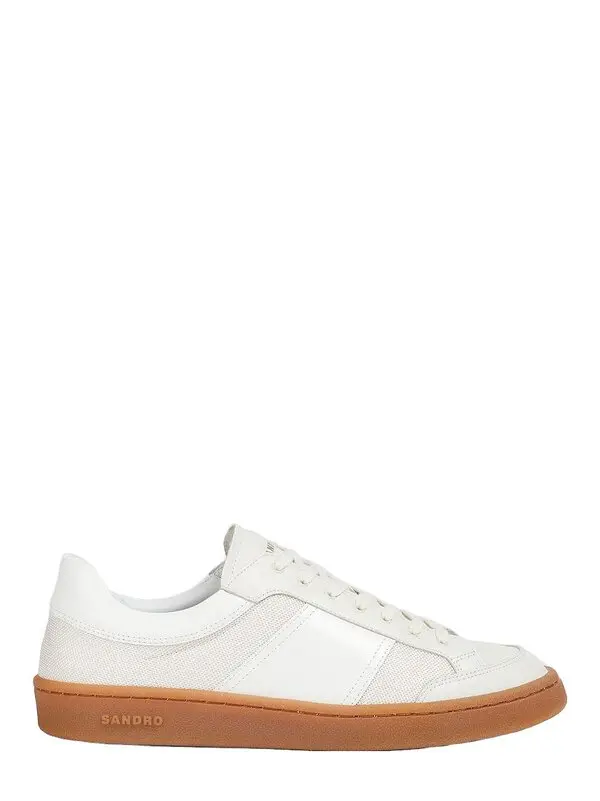 Sandro Mesh And Leather Sneakers - Ecru