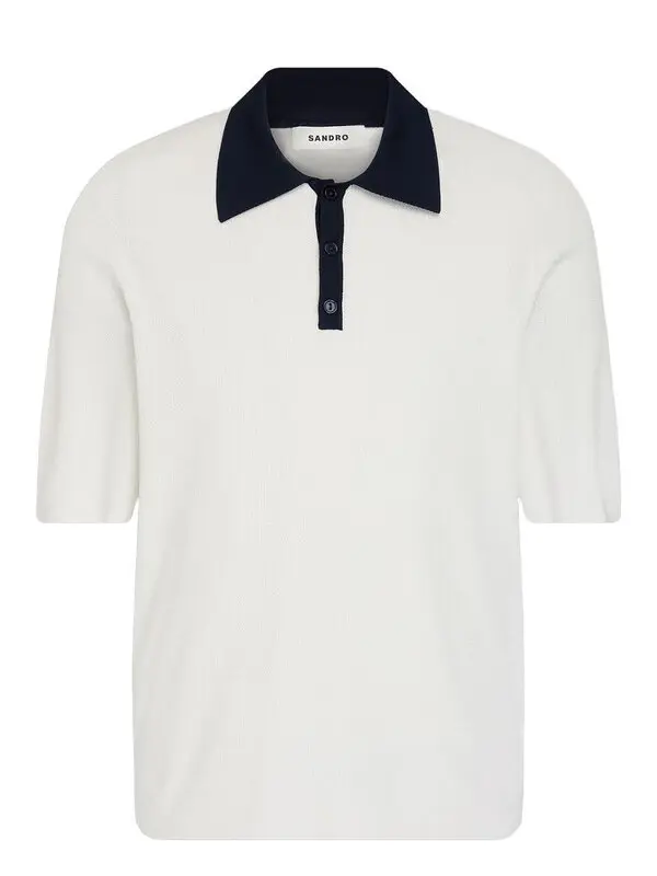 Sandro Twotone Pointelleknit Polo Shirt - Off-white