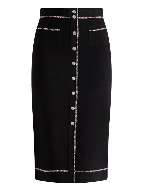Sandro Crystal-embellished Midi Pencil Skirt - Black