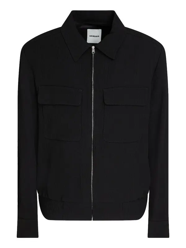 Sandro Crinkledcrepe Overshirt - Black