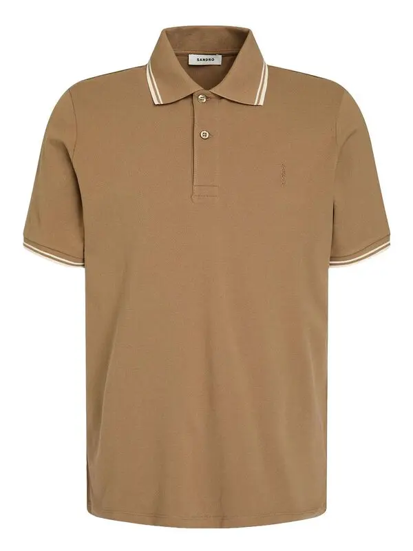 Sandro Cottonpiqué Polo Shirt - Light Brown