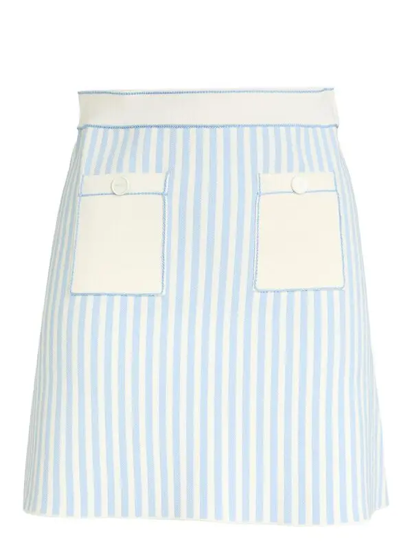 Sandro Striped Stretch-knit Mini Skirt - Light Blue