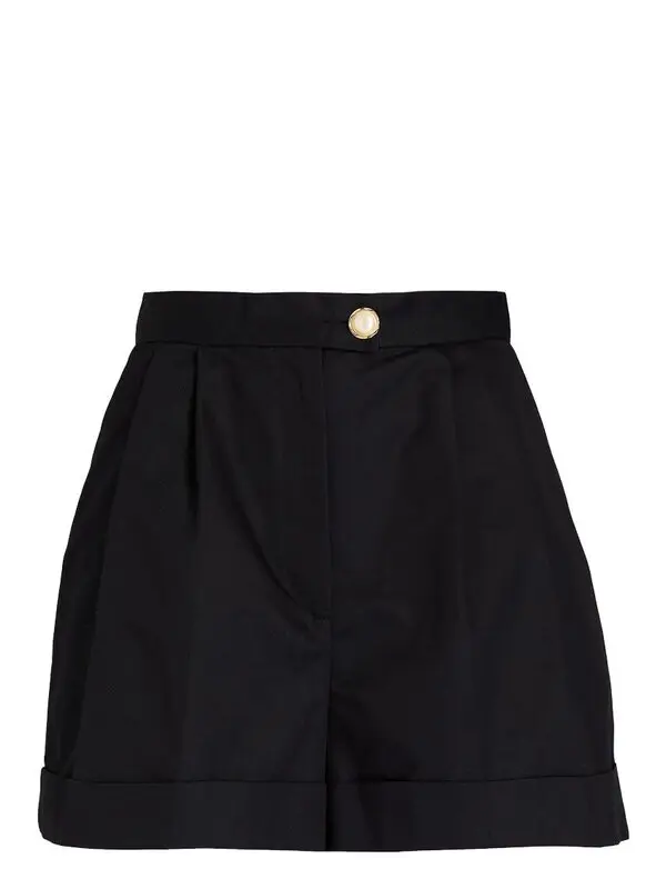 Sandro Pleated Cotton-blend Twill Shorts - Black