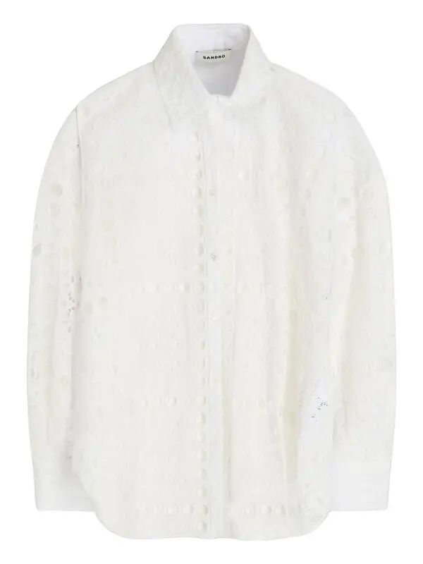 Sandro Broderie Anglaise Cotton-blend Shirt - White