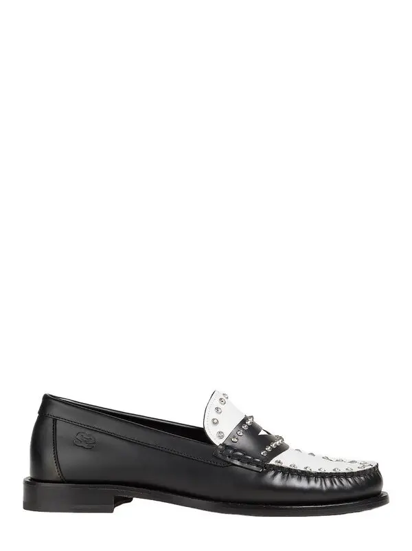 Sandro Embellished Leather Loafers - Black